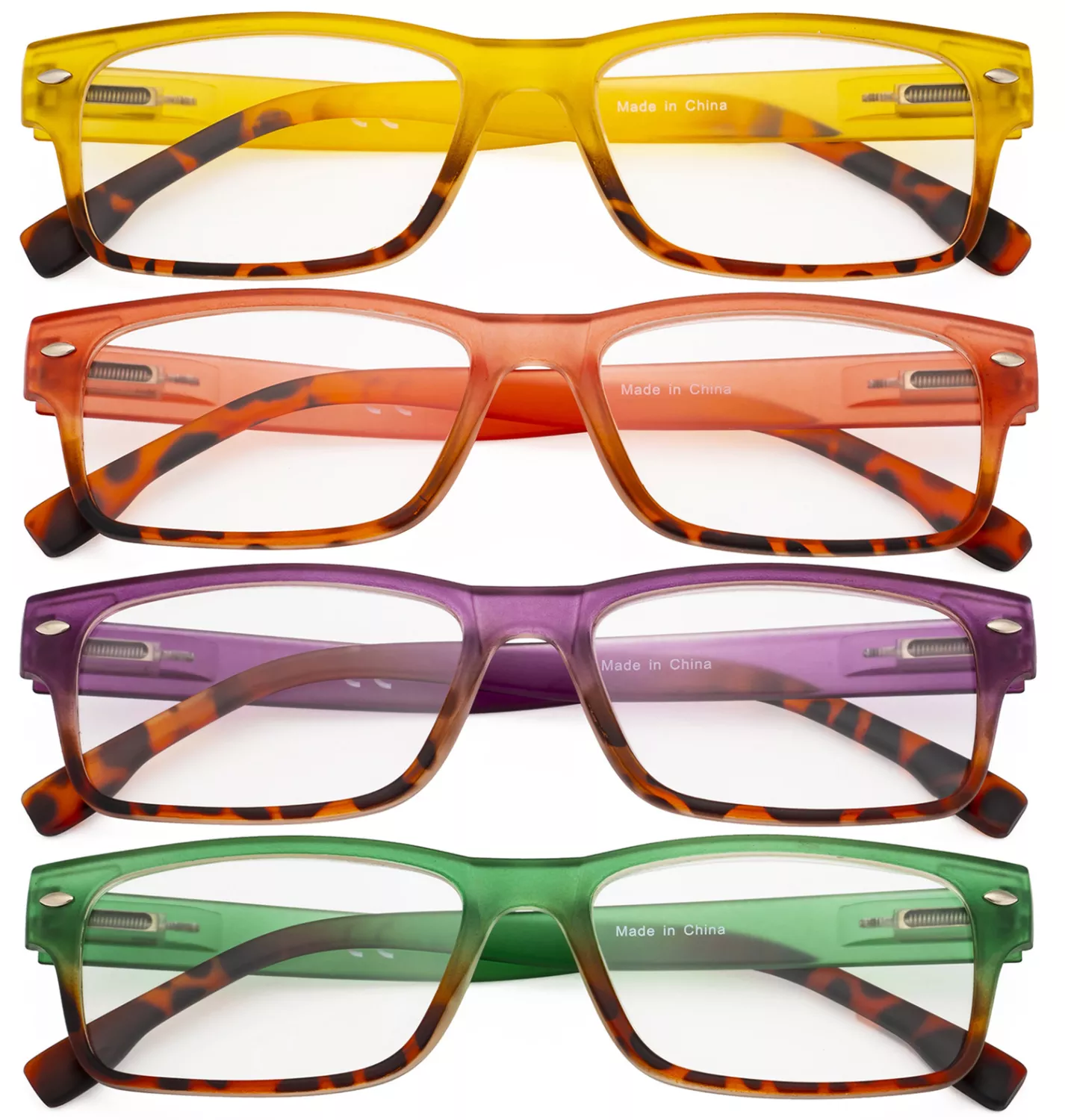 Eyekepper 4 Pack Reading Glasses Stylish Rectangle Ladies Readers For