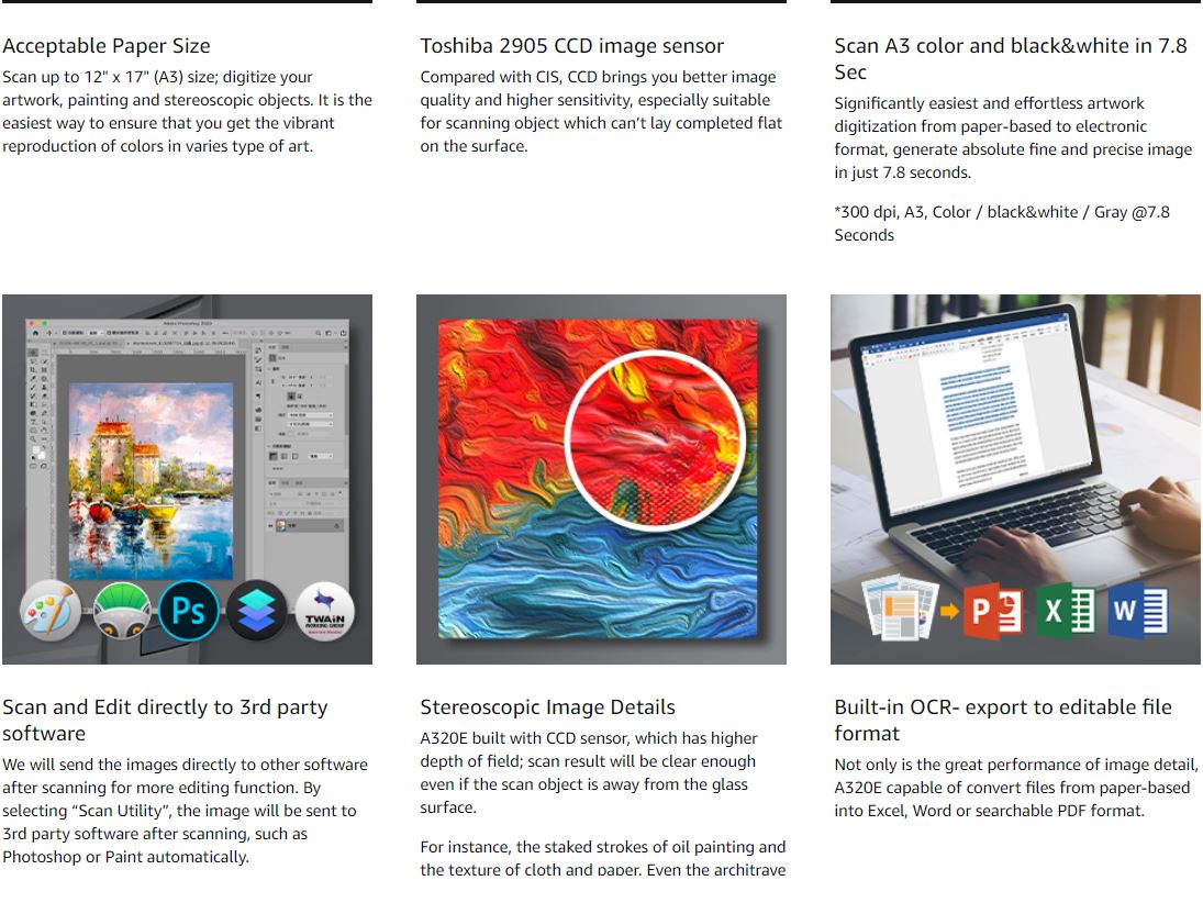 Plustek OpticPro A320E , CCD Sensor Flatbed Scanner , Fof Mac and ...