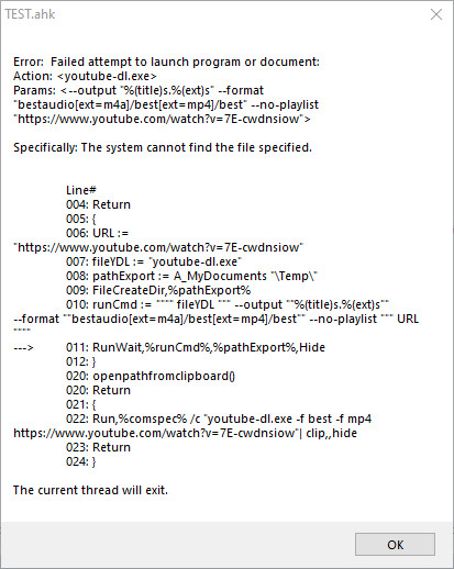 AHK Youtube-dl command problem : r/AutoHotkey